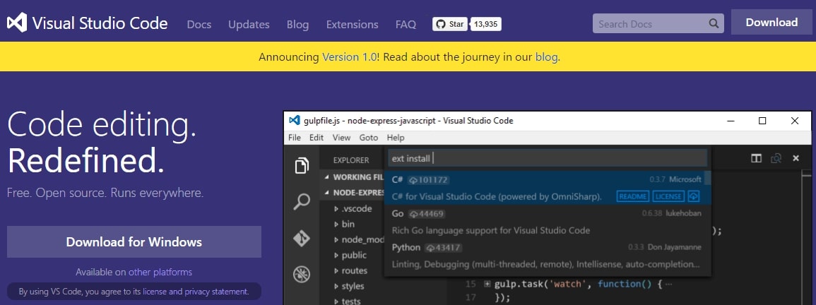 Lançada no último dia 15 a versão 1.0 do Visual Studio Code, da ...